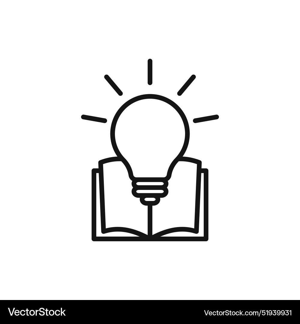 Book with bulb icon logo sign outline Royalty Free Vector