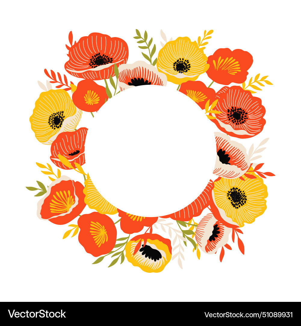Bright abstract flowers frame wreath Royalty Free Vector Bright abstract flowers frame wreath Royalty Free Vector