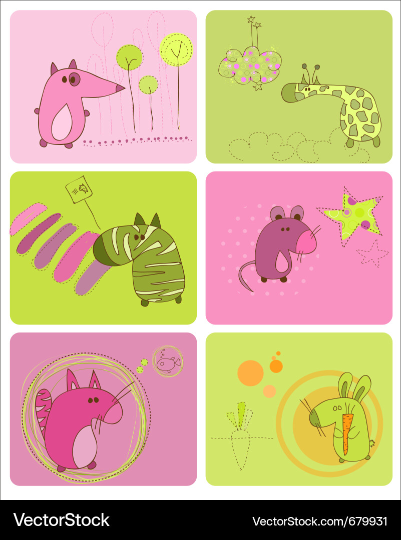 Cartoon animals card Royalty Free Vector Image