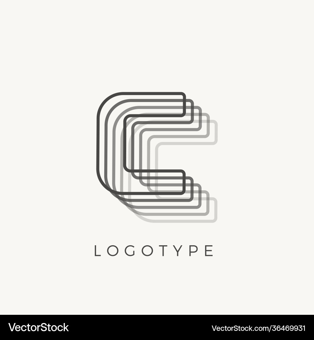 Letter c outline stripes blend effect Royalty Free Vector
