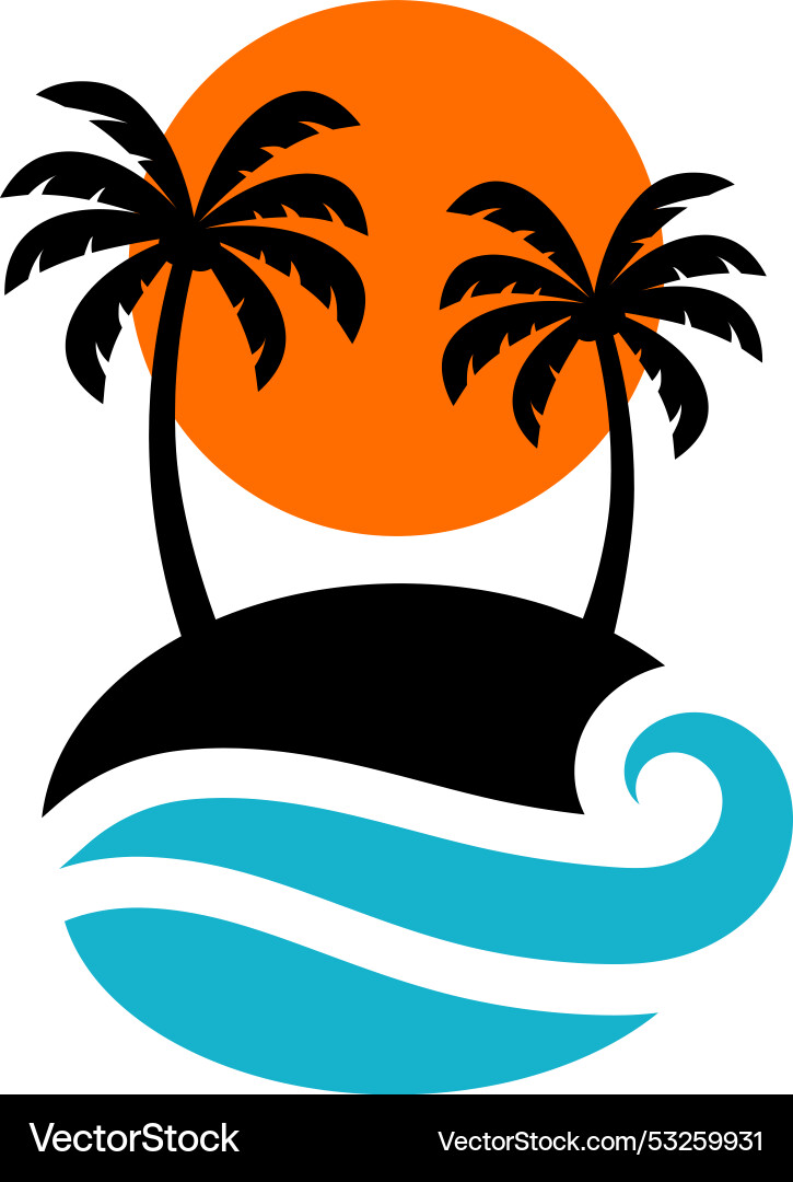 Paradise island for vacation emblem Royalty Free Vector