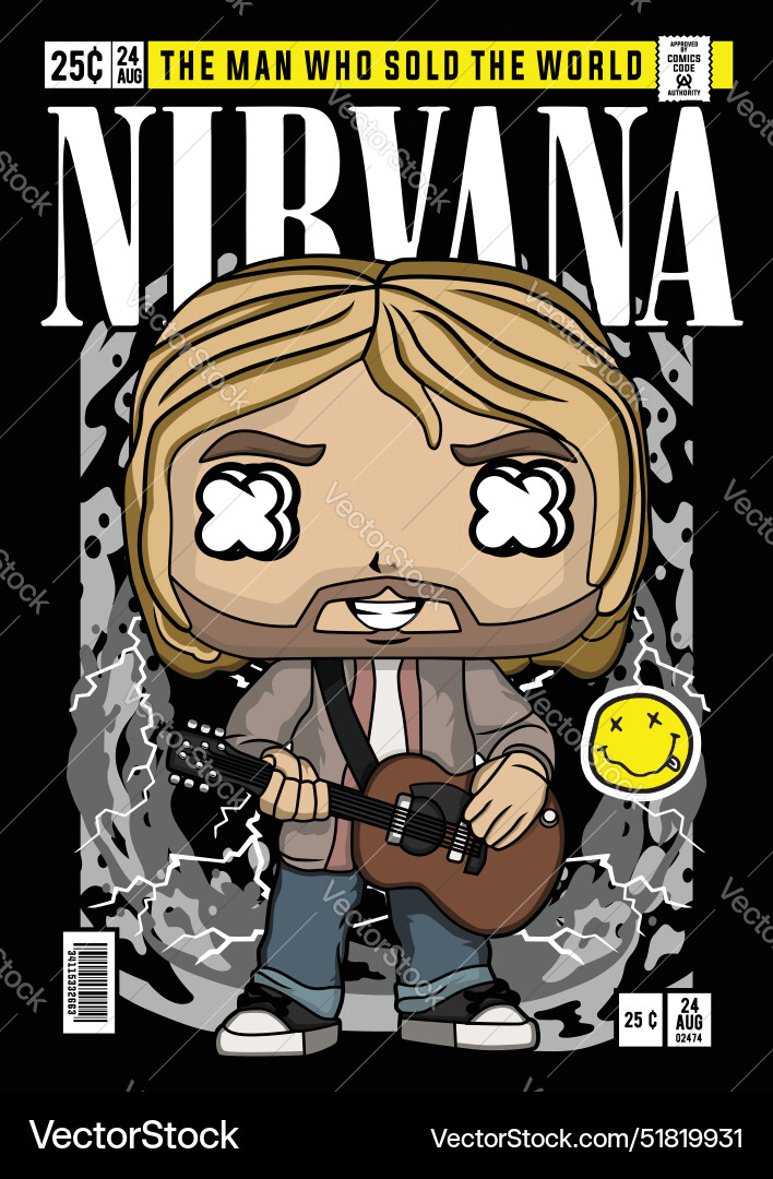 Pop art nirvana kurt cobain Royalty Free Vector Image