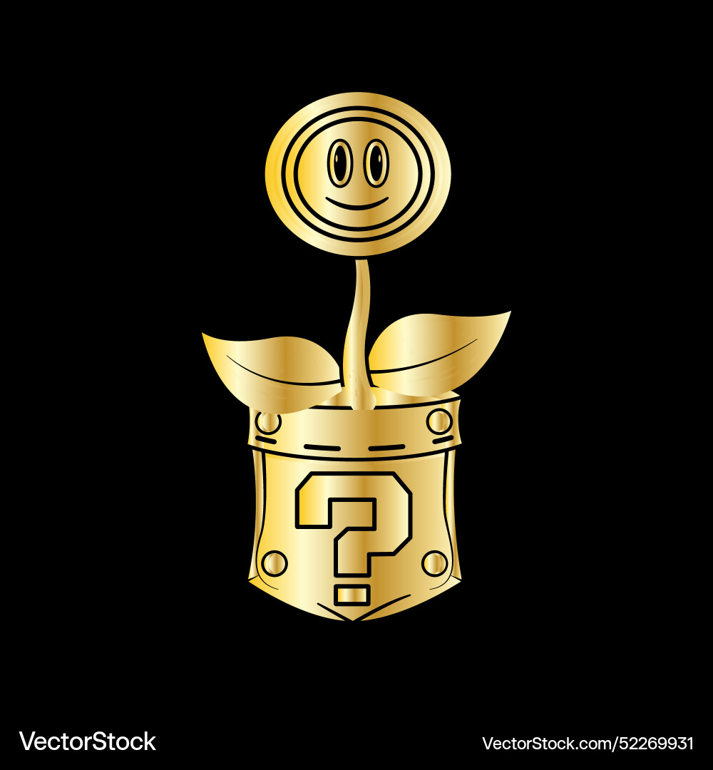Power up flower gold Royalty Free Vector Image