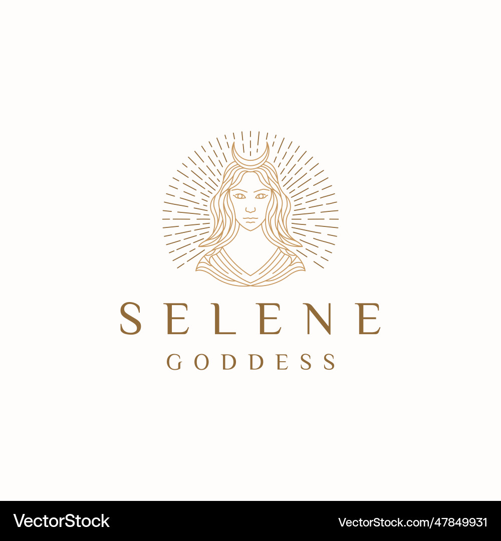 Selene goddess logo design Royalty Free Vector Image