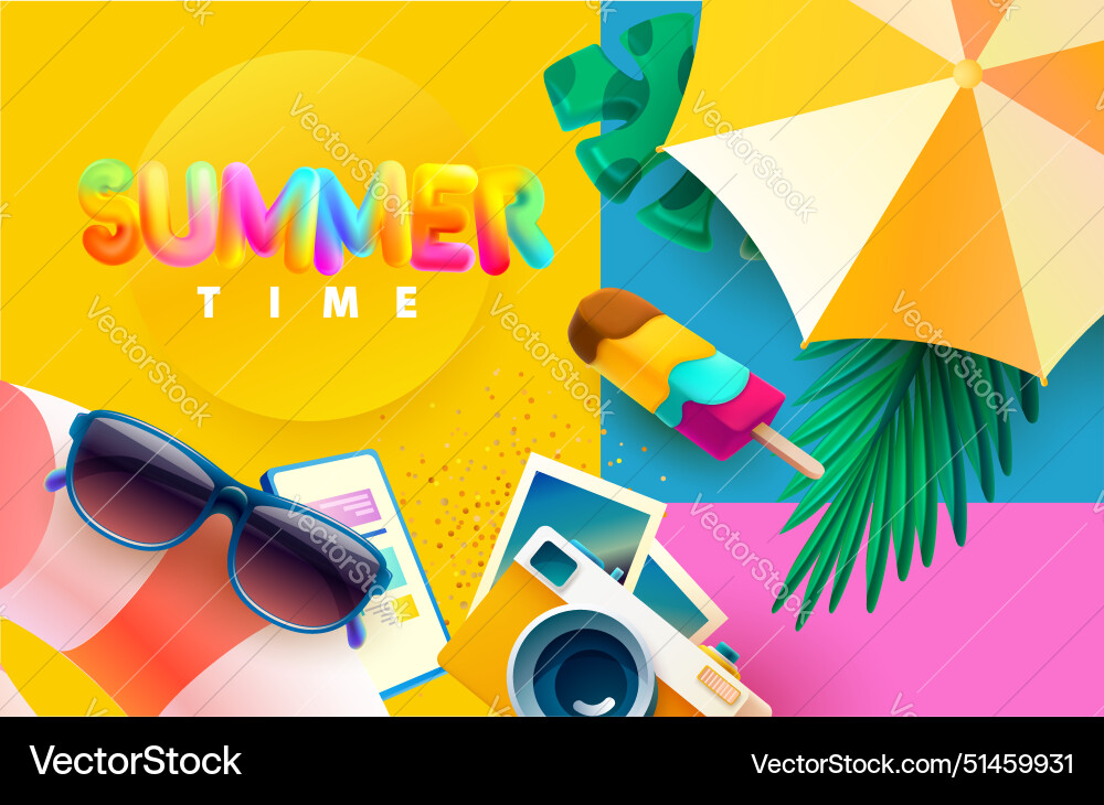 Summer time poster design colorful letters with Vector Image
