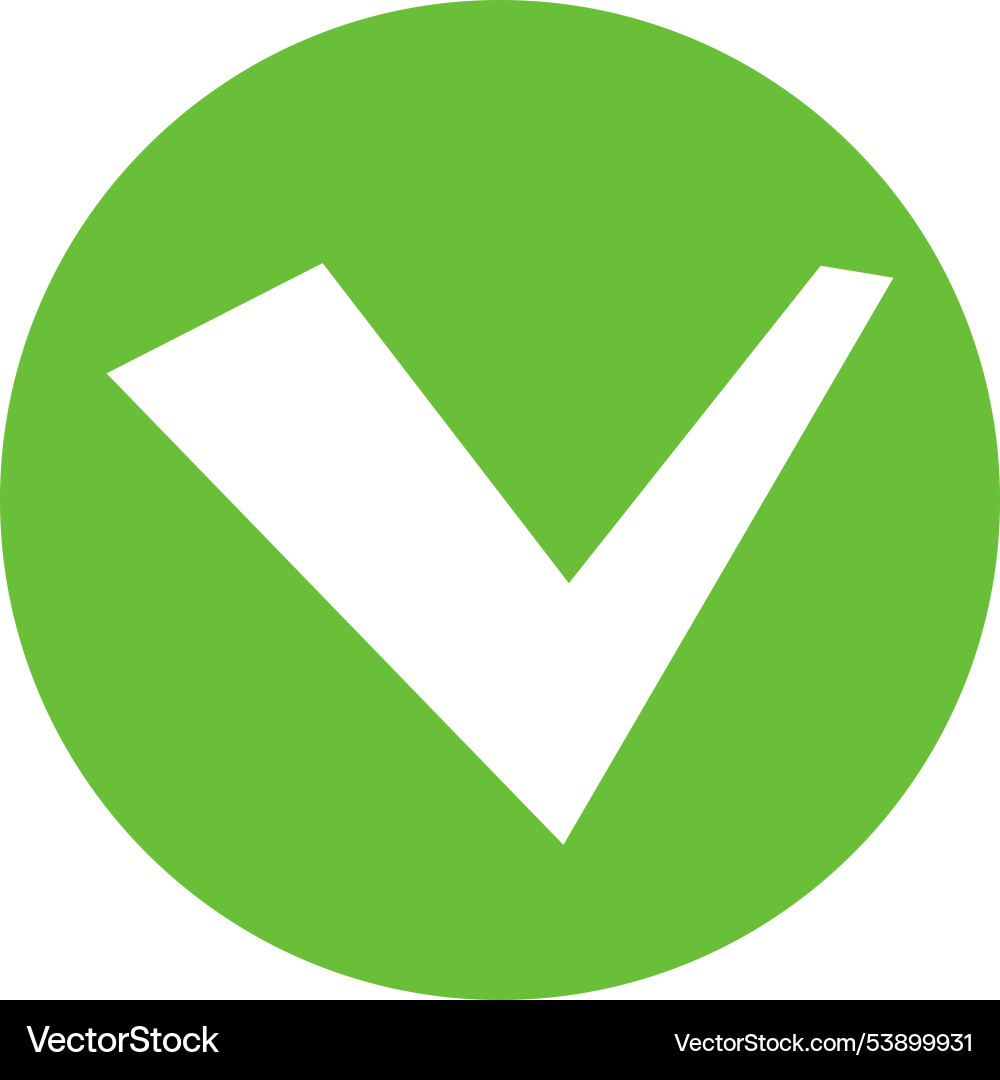 Tick round symbol green check mark icon Royalty Free Vector