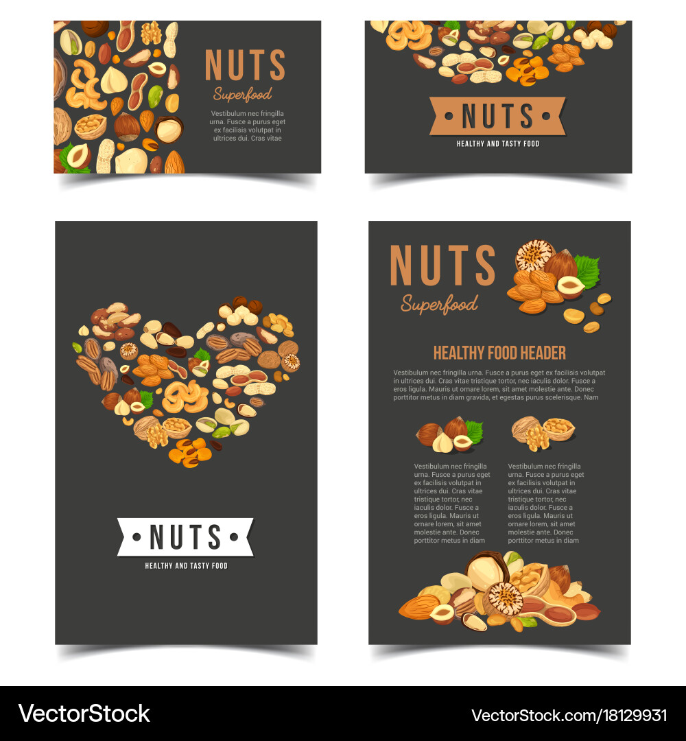 Vertical posters for vegan nut nutrition Vector Image