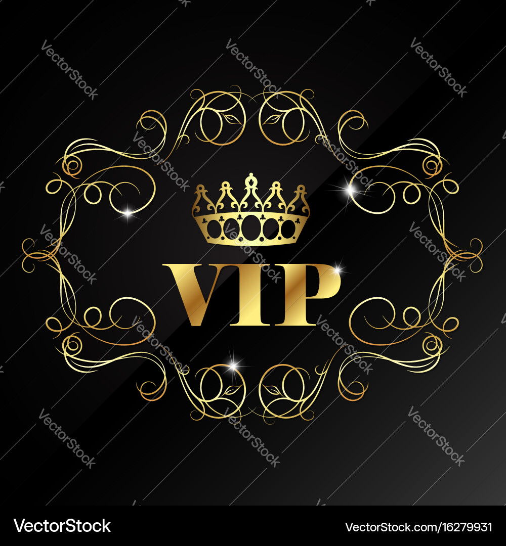 Vip with crown and pattern Royalty Free Vector Image