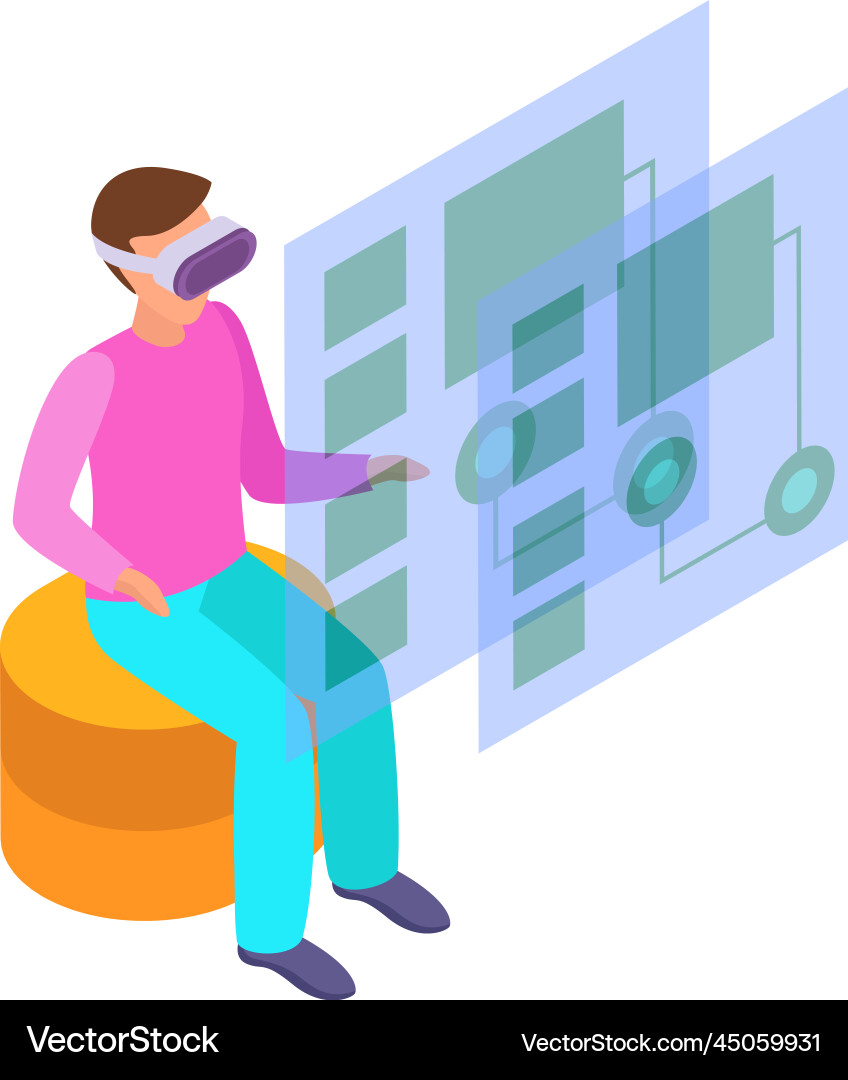 Vr schematics isometric composition Royalty Free Vector
