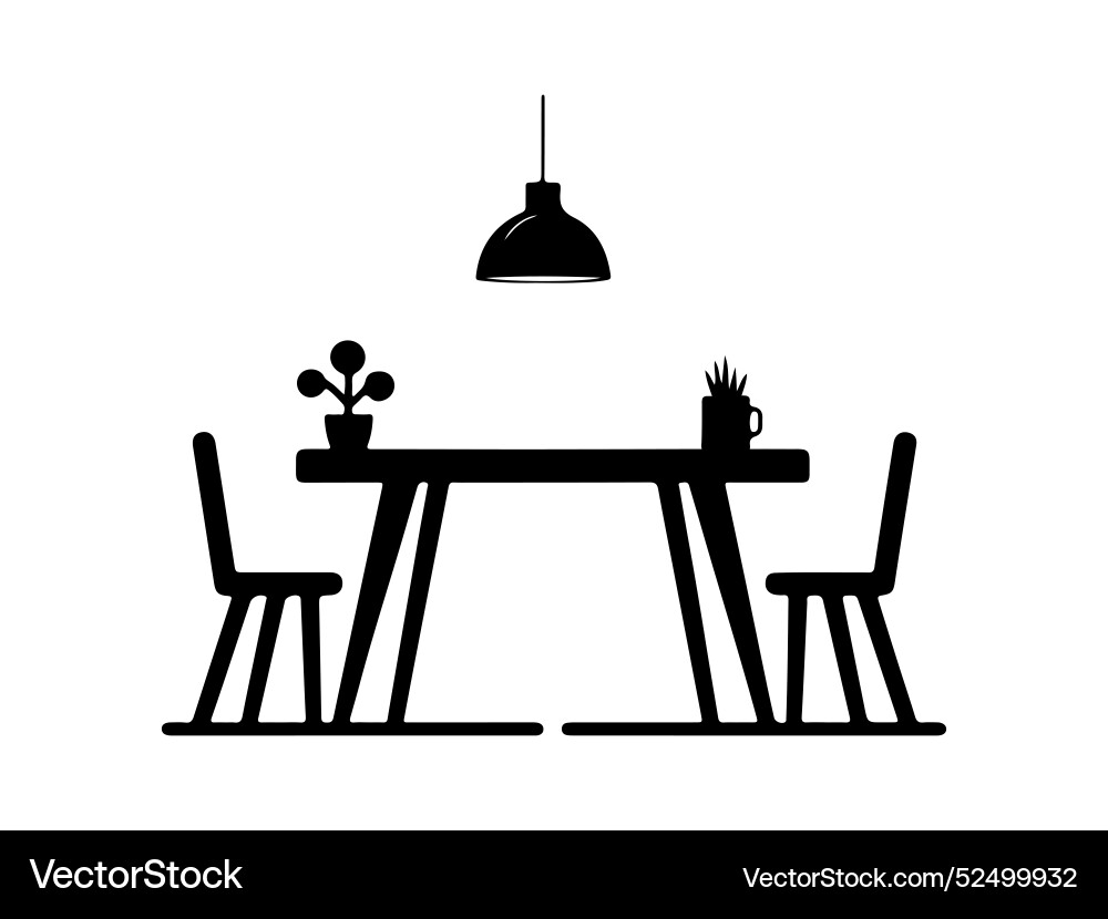 A table and chair silhouette Royalty Free Vector Image