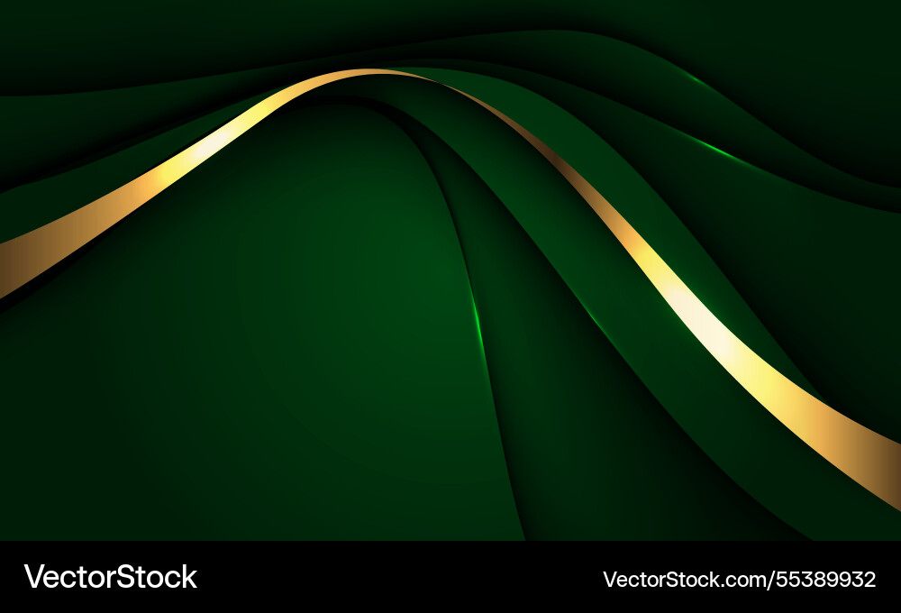 Abstract green gold line dynamic luxury curve Vector Image