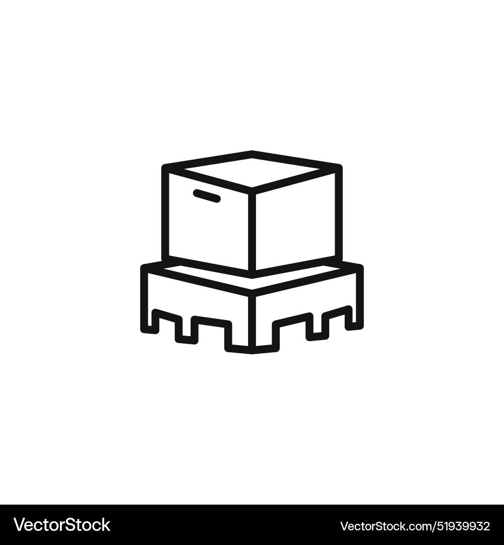 Box on a pallet icon logo sign outline Royalty Free Vector