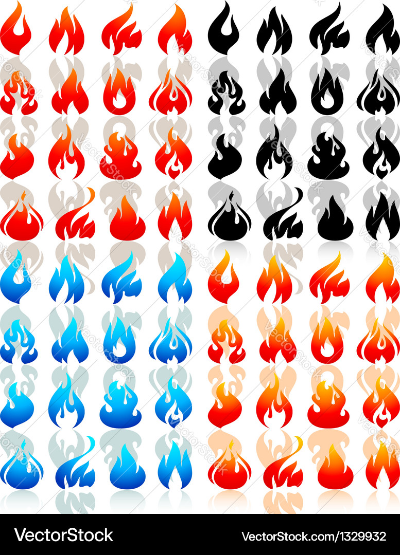 Fire Flames Icon Set Royalty Free Vector Image