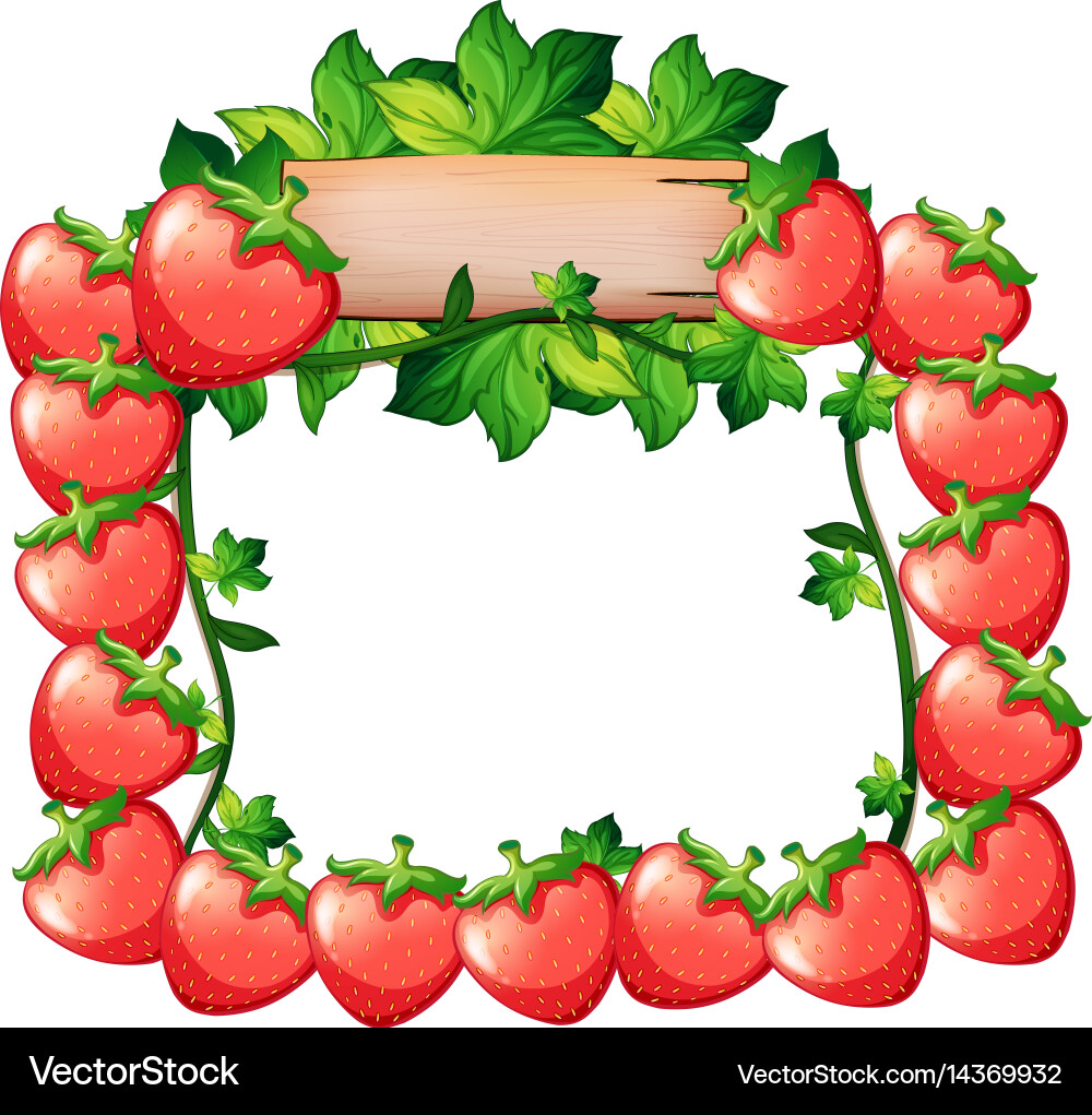 Frame design with fresh strawberries Royalty Free Vector