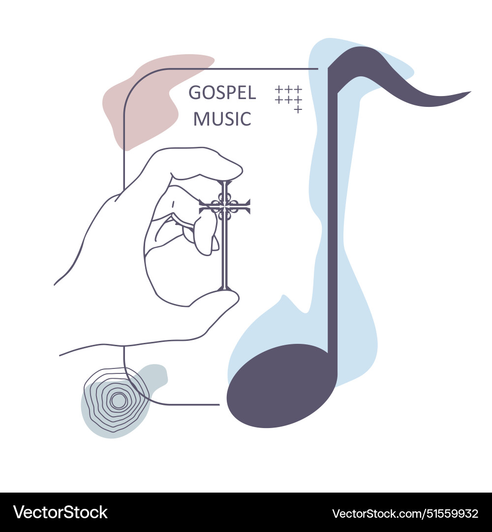 Hand holding christian cross musical note design Vector Image