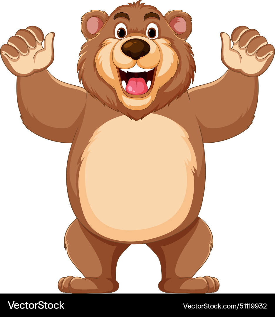 Happy bear character with arms raised Royalty Free Vector