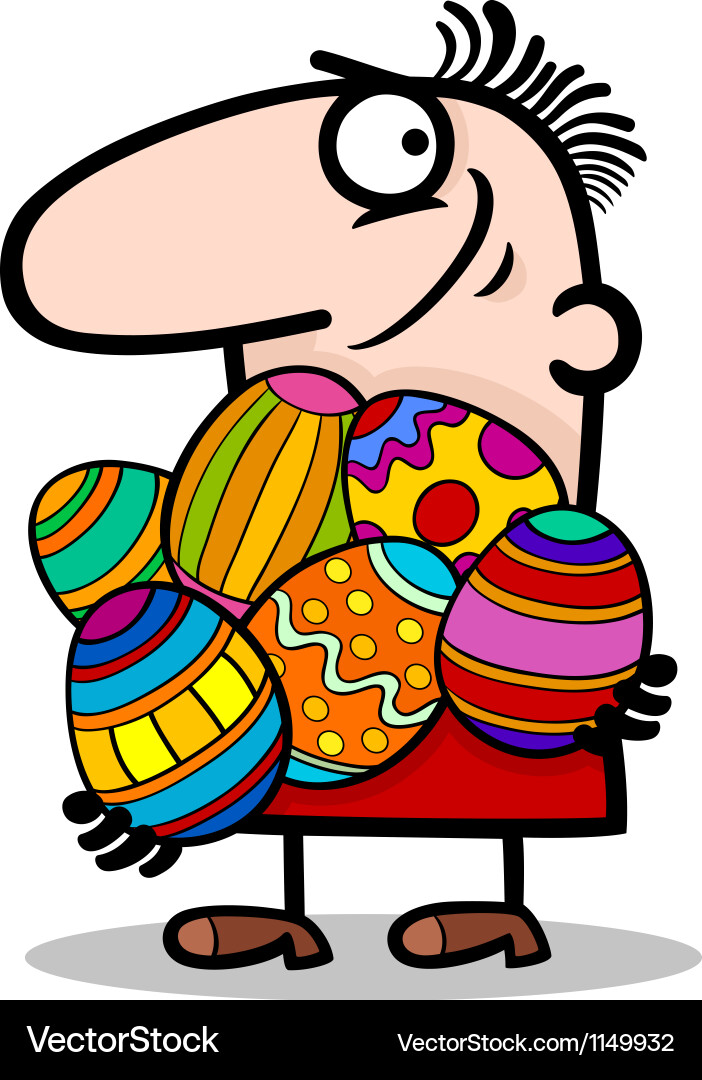 Man with easter eggs cartoon Royalty Free Vector Image