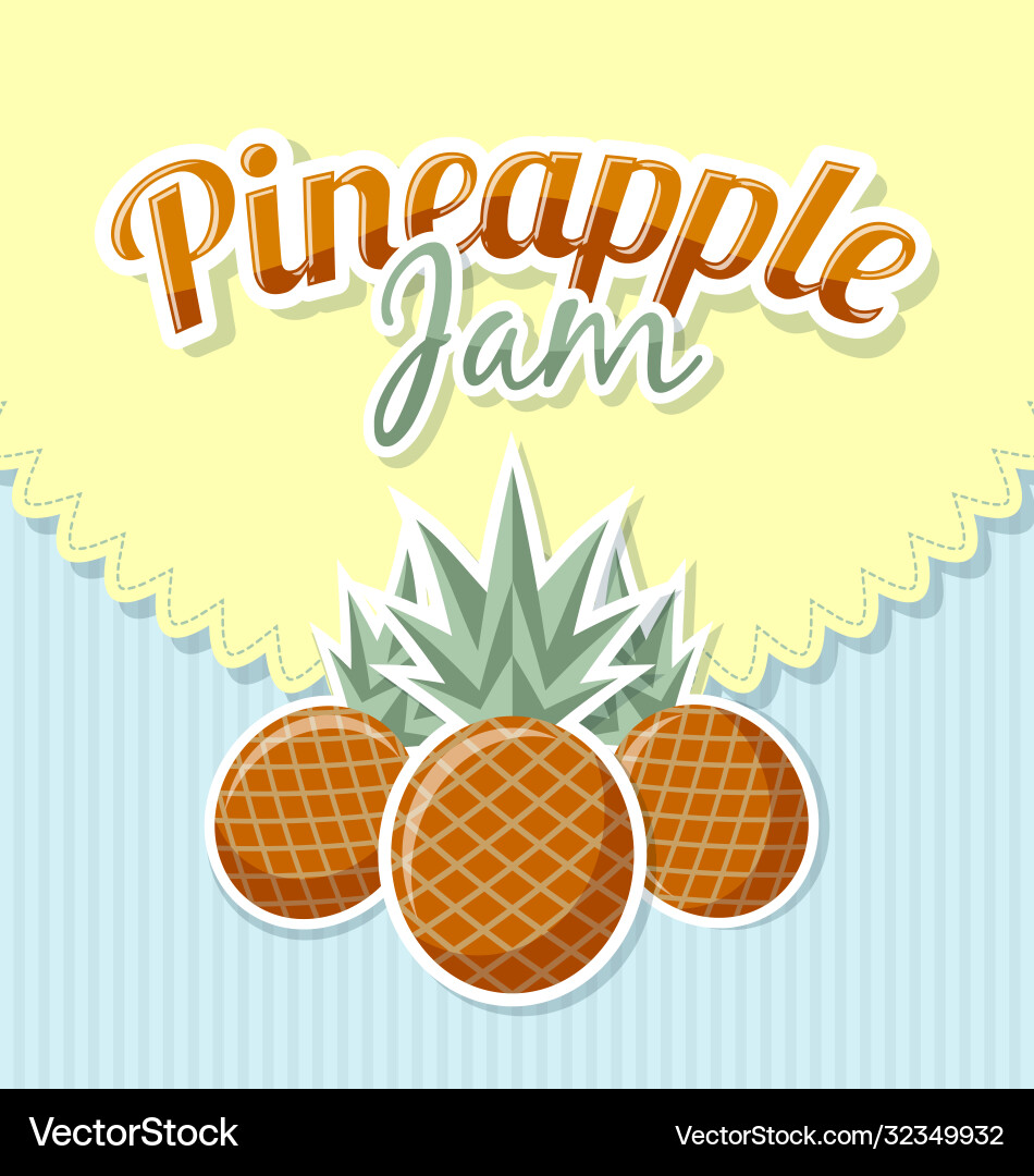 Pineapple jam label with title on striped Vector Image