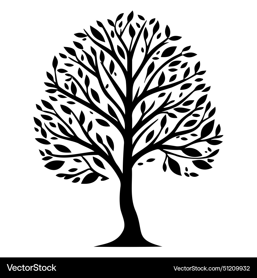 Tree floral sketch hand draw Royalty Free Vector Image
