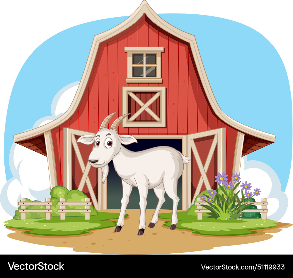 A goat standing by barn Royalty Free Vector Image