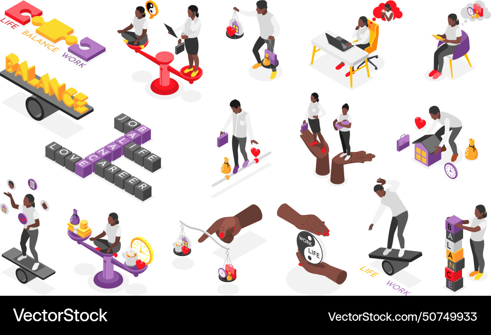 Balancing in life set Royalty Free Vector Image