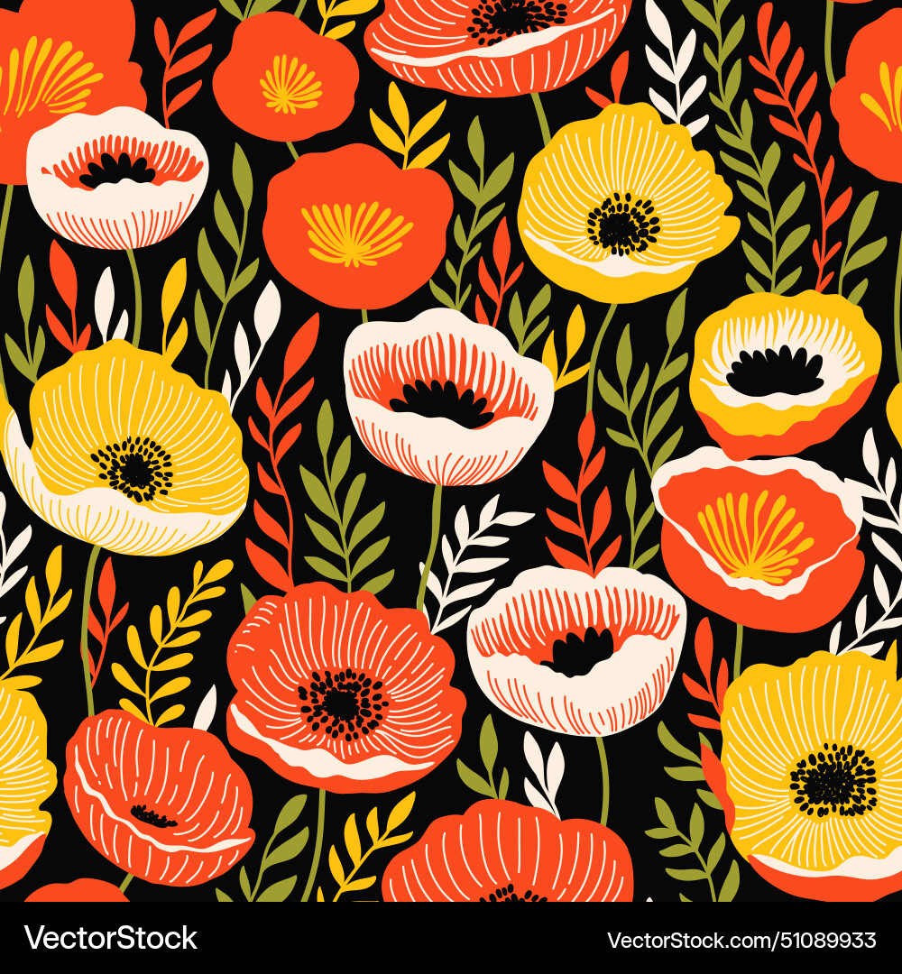 Bold abstract bright floral pattern Royalty Free Vector