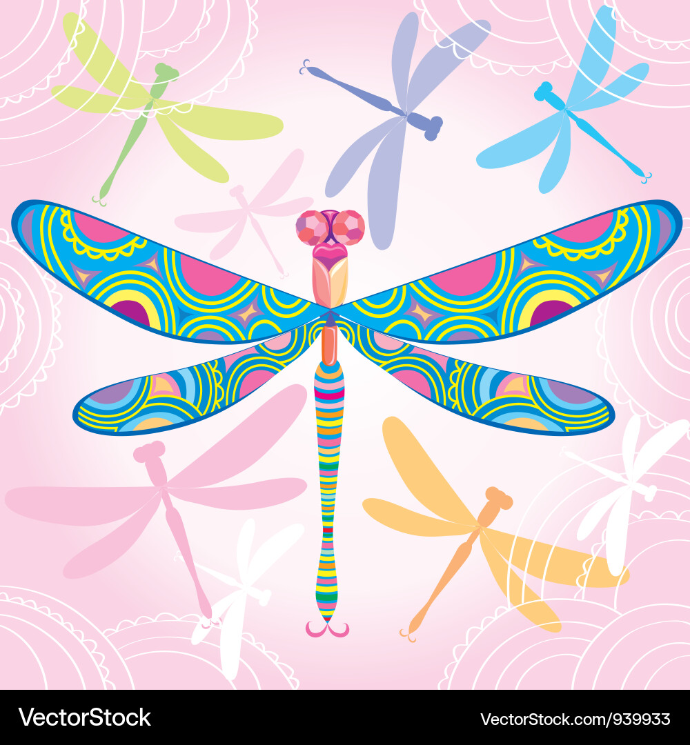 Colorful Dragonfly Pattern Royalty Free Vector Image