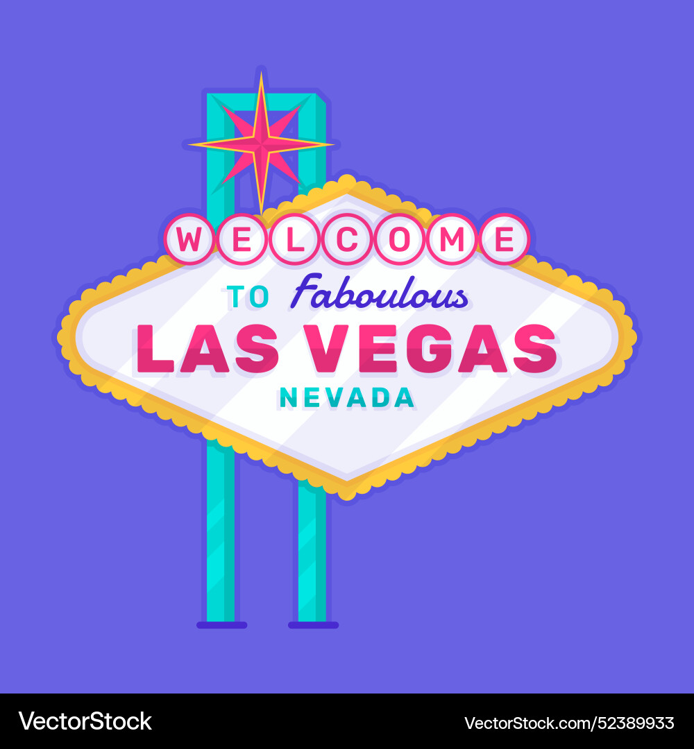 Hand drawn flat design las vegas sign Royalty Free Vector