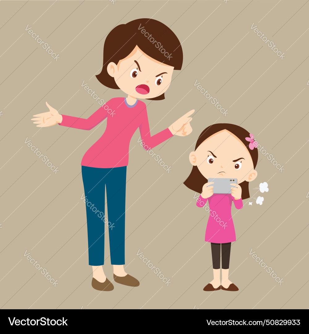 Parent angry to kid addicted phone Royalty Free Vector Image
