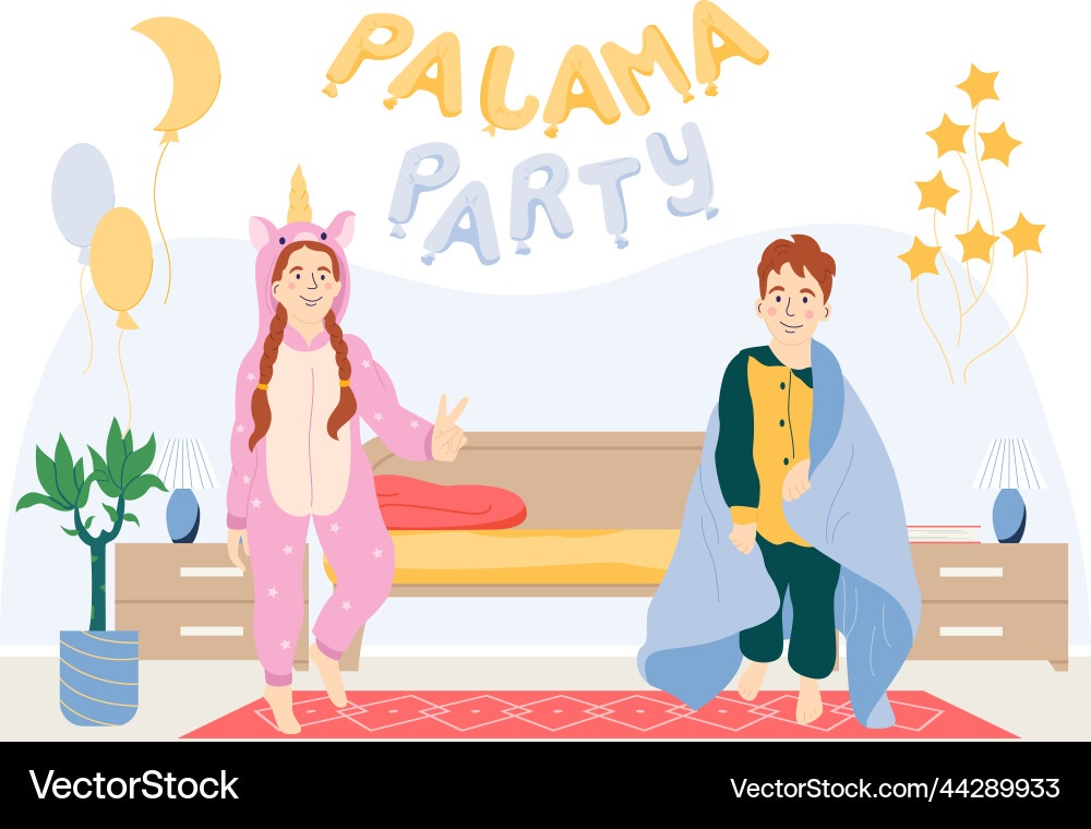 Pyjama party flat Royalty Free Vector Image - VectorStock