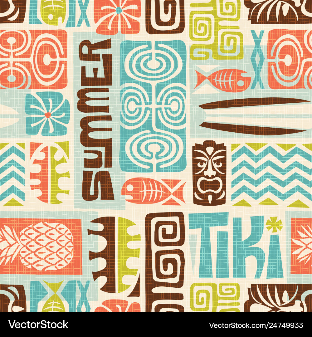 Seamless tropical tiki pattern Royalty Free Vector Image