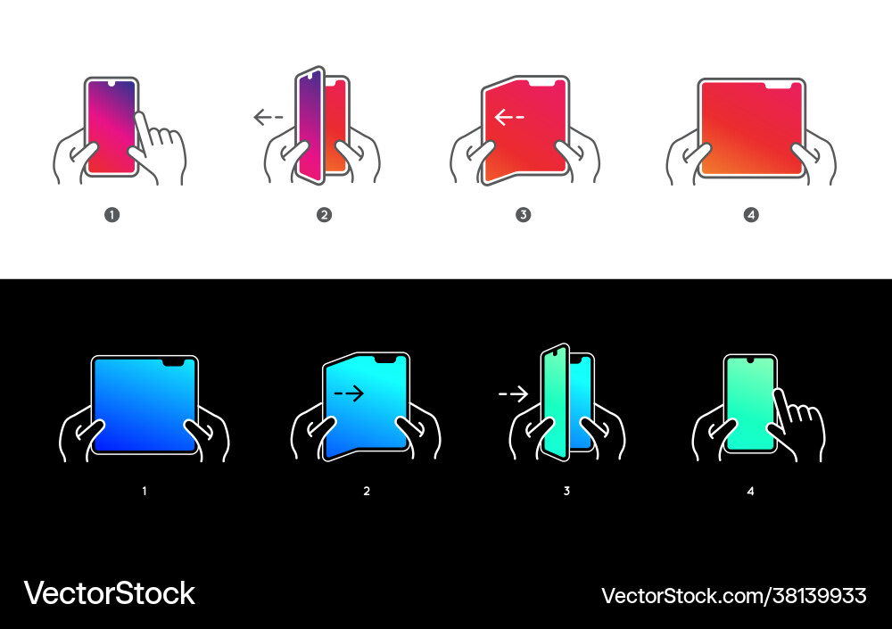 Smart phone tablet with foldable screen set Vector Image