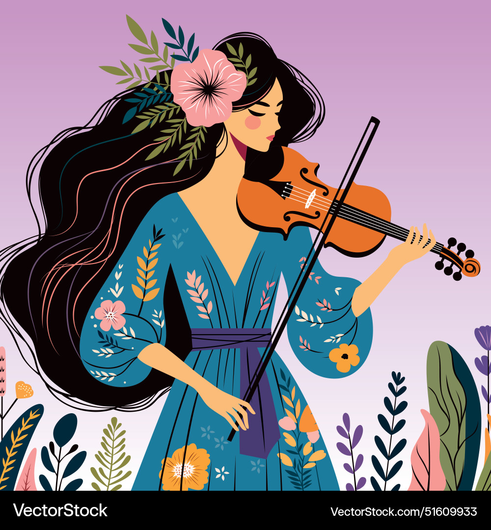 Woman playing violin Royalty Free Vector Image