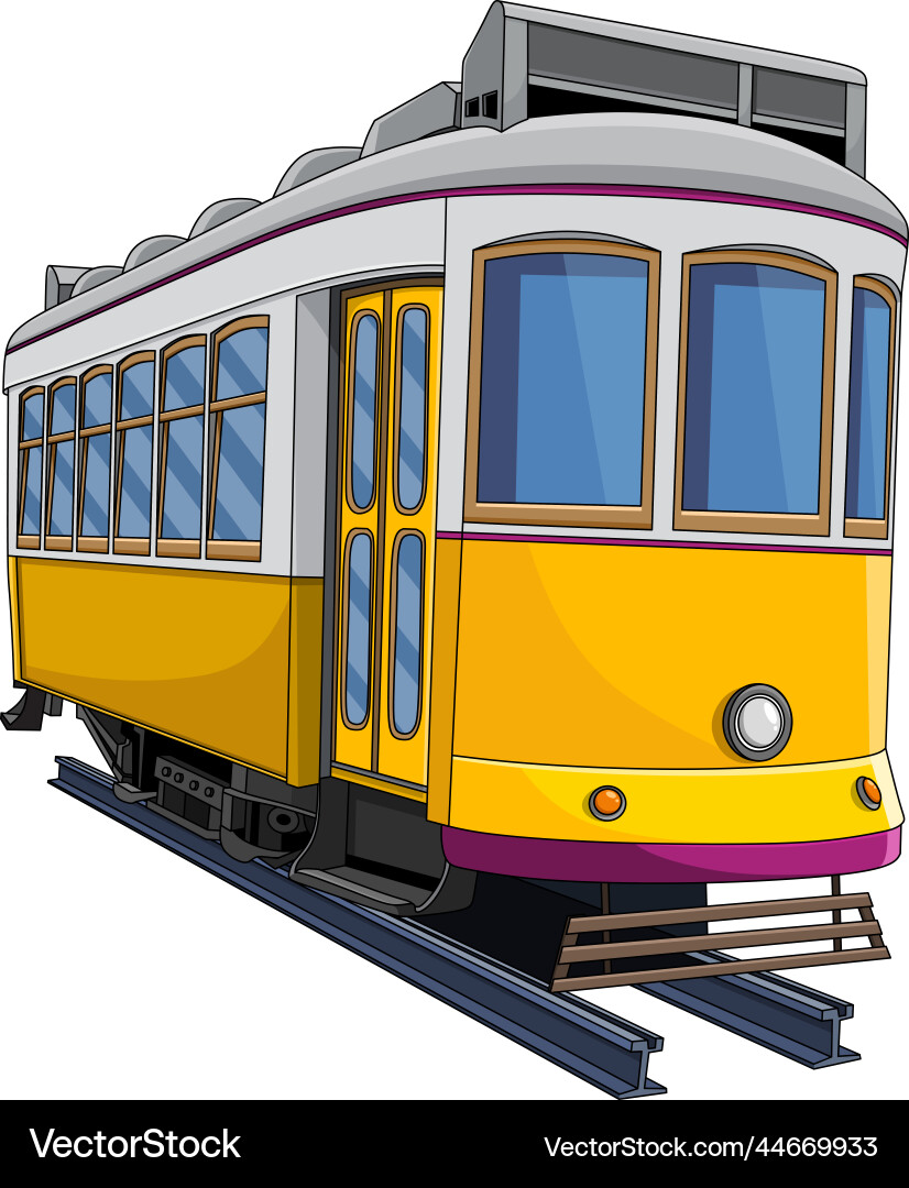 Yellow tram cartoon Royalty Free Vector Image - VectorStock