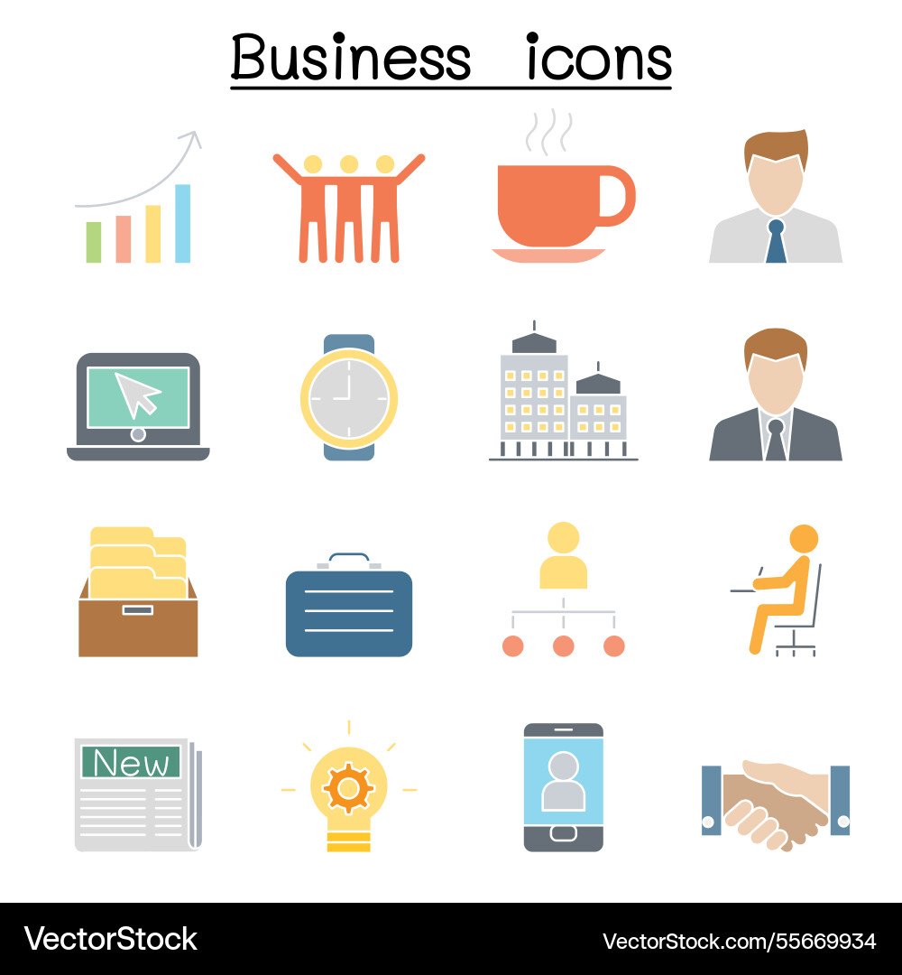 Business icon set in thin lines style Royalty Free Vector