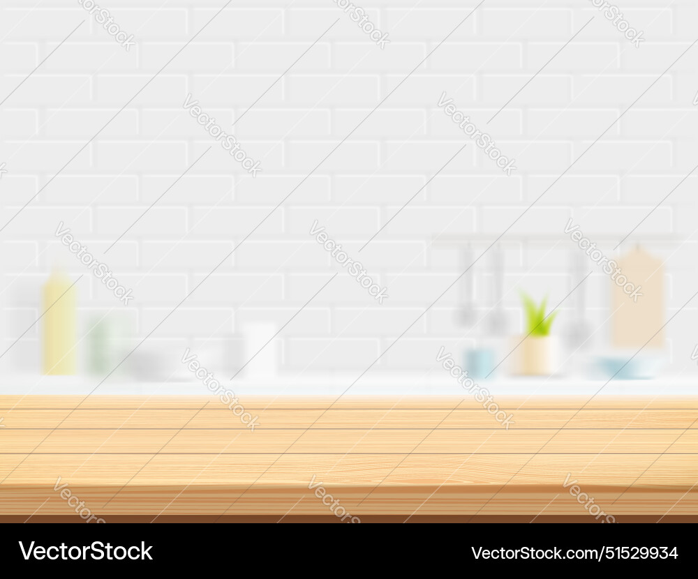 Empty wooden kitchen table Royalty Free Vector Image