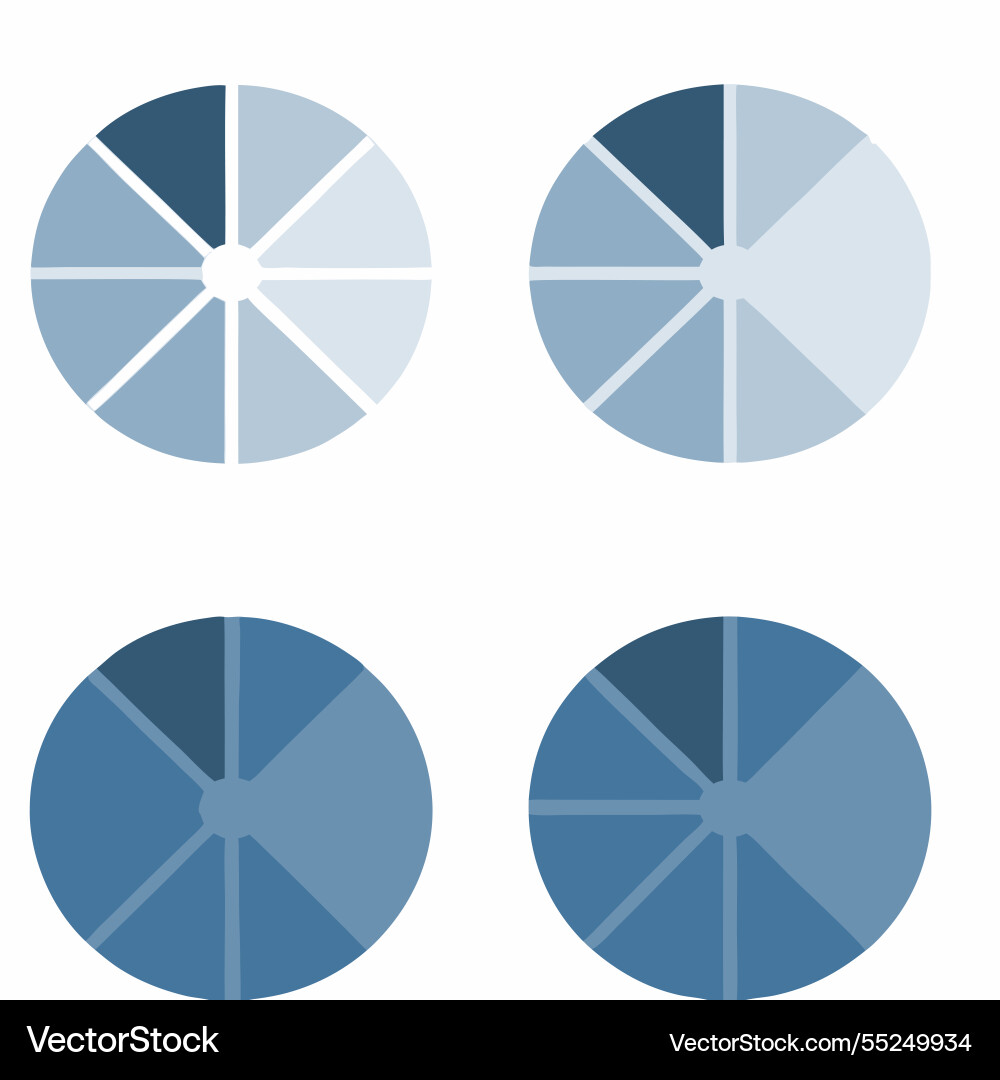 Vier Pie-Charts zeigen ein Spektrum von cool Vektorbild