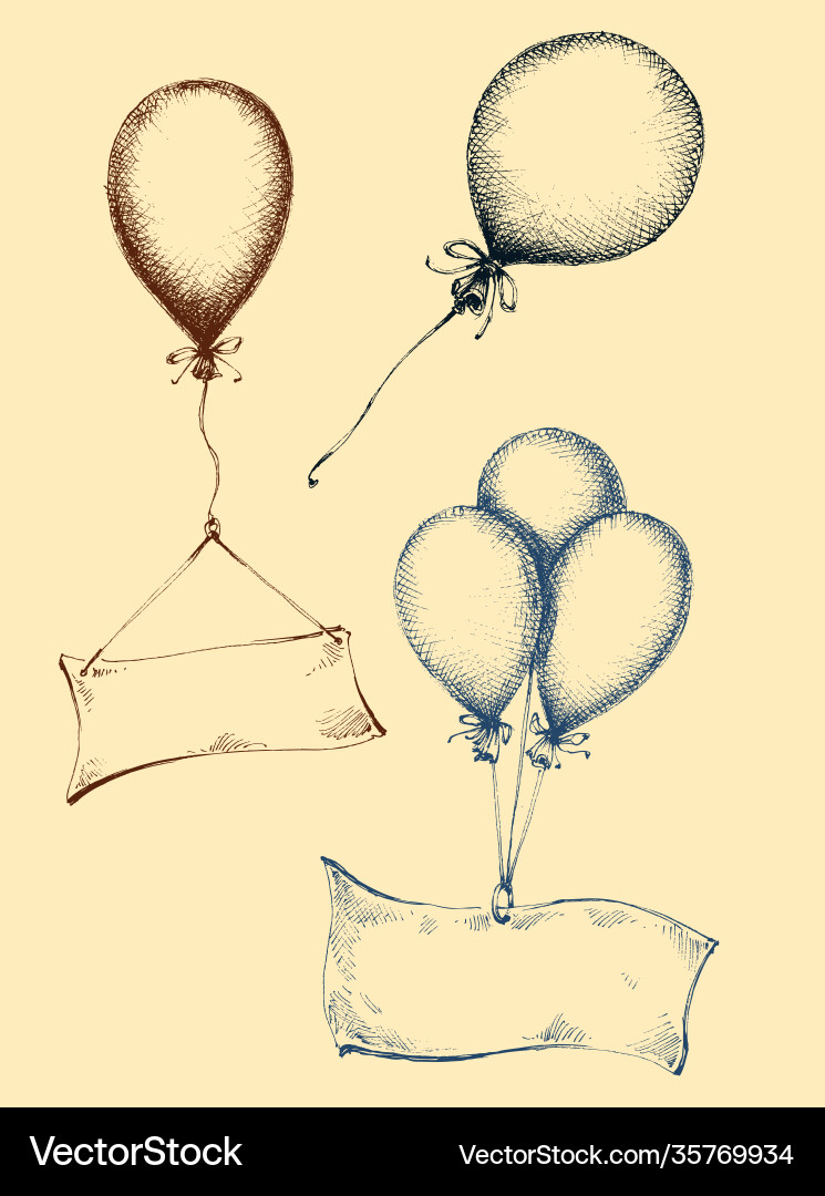 Hand gezogene Ballons Sammlung isoliert Lizenzfreier Vektor