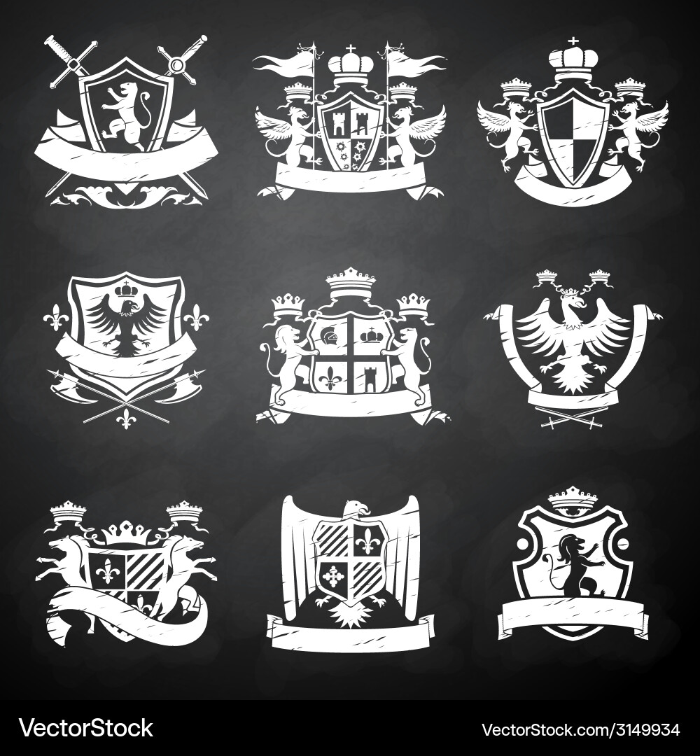 Heraldic chalkboard emblems Royalty Free Vector Image