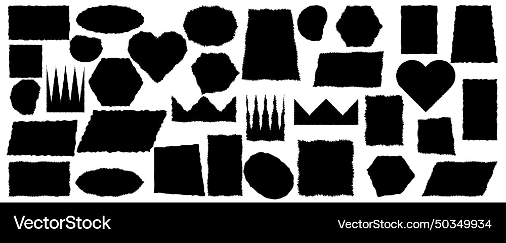 Jagged rectangles collection set of black grunge Vector Image