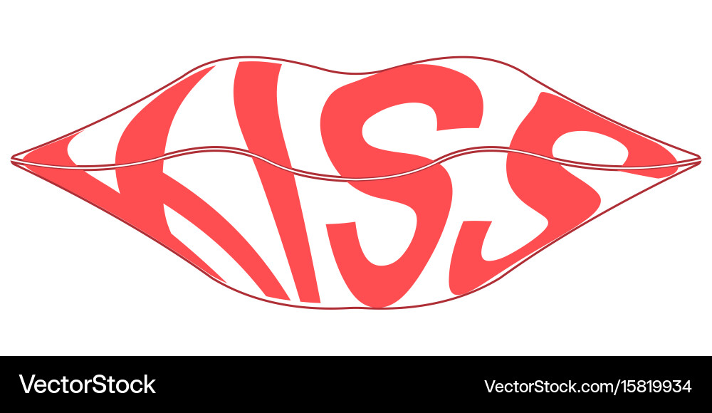 Lips the word text kiss Royalty Free Vector Image
