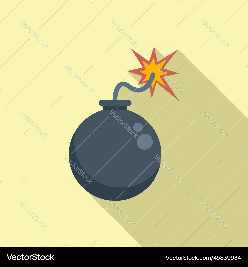 Malware bomb icon flat error threat Royalty Free Vector