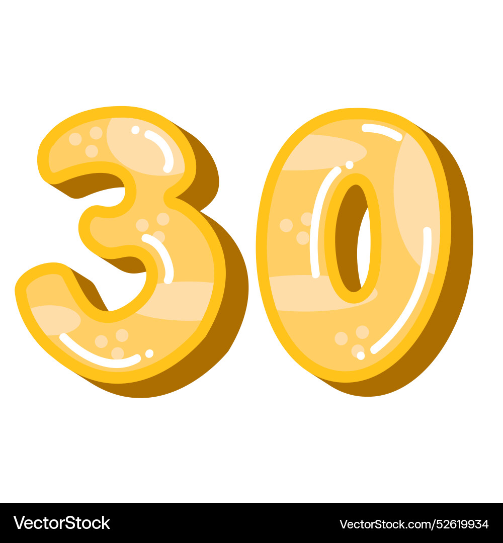 Number 30 colorful Royalty Free Vector Image - VectorStock