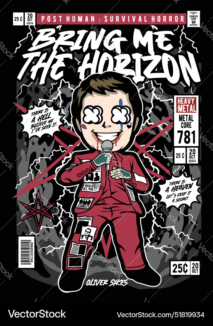 Pop art oliver sykes bmth Royalty Free Vector Image