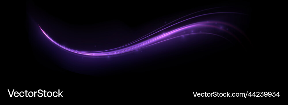Purple light trail wave speed trace line twirl Vector Image