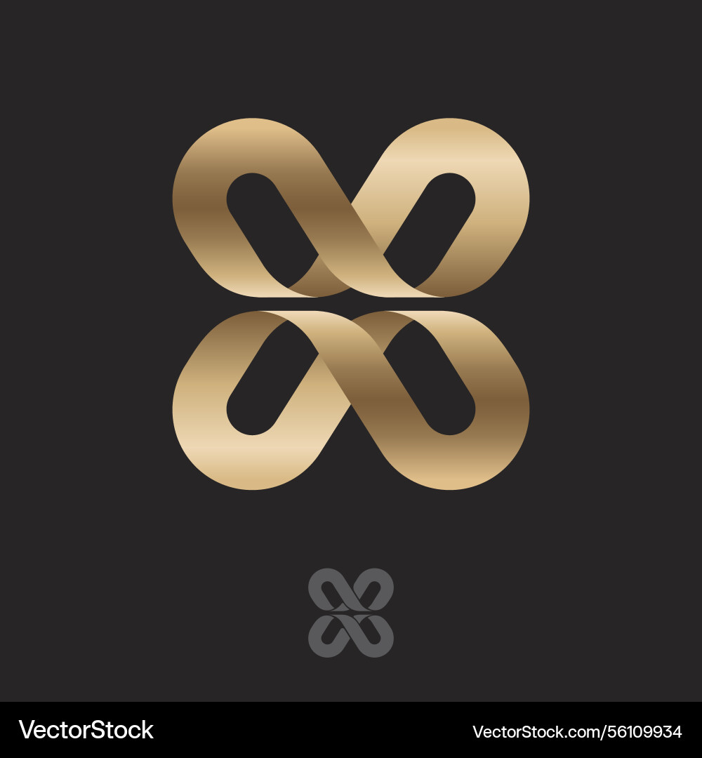 X logo monogram gold letter app icon Royalty Free Vector