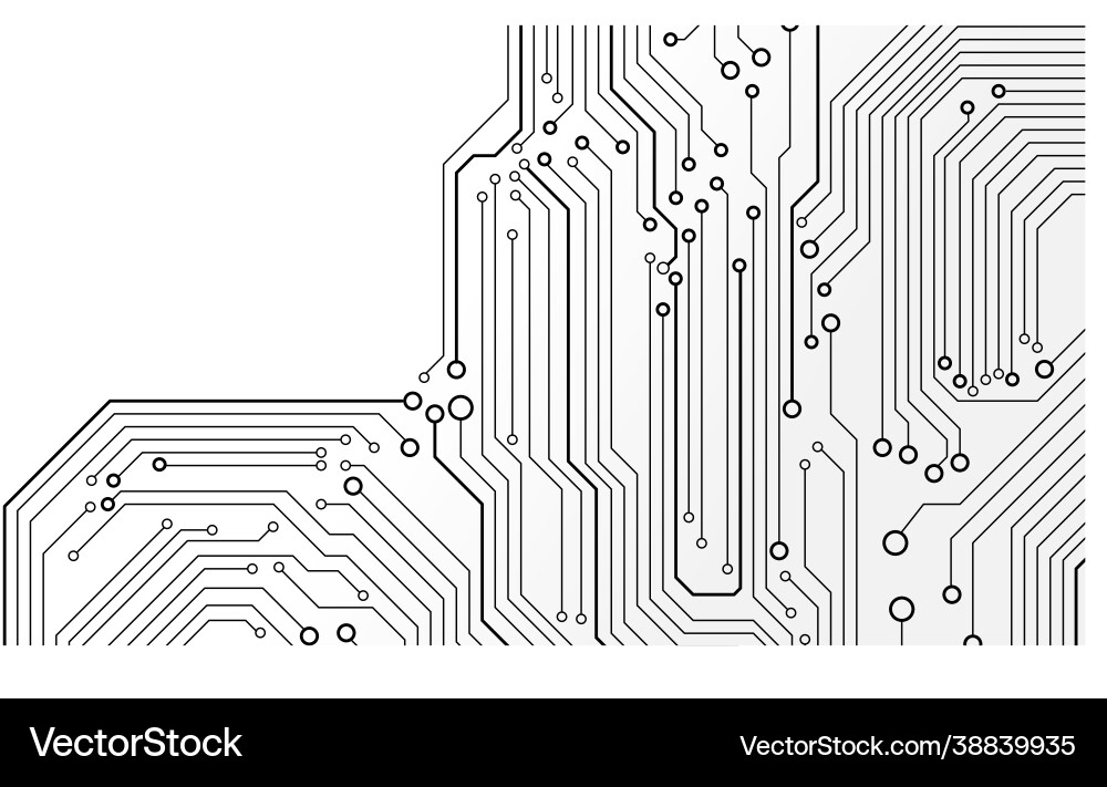 Abstract circuit board black line on grayscale Vector Image