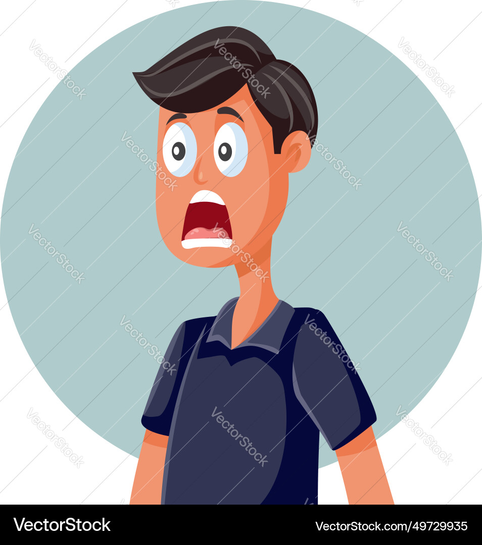 Funny surprised man making a shocked expression Vector Image