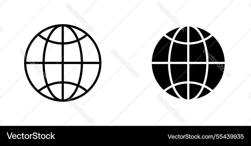 Globe icons stroke line and black solid Royalty Free Vector