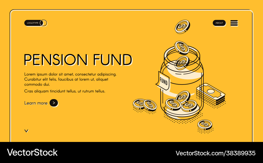 Pension fund isometric landing page retirement Vector Image